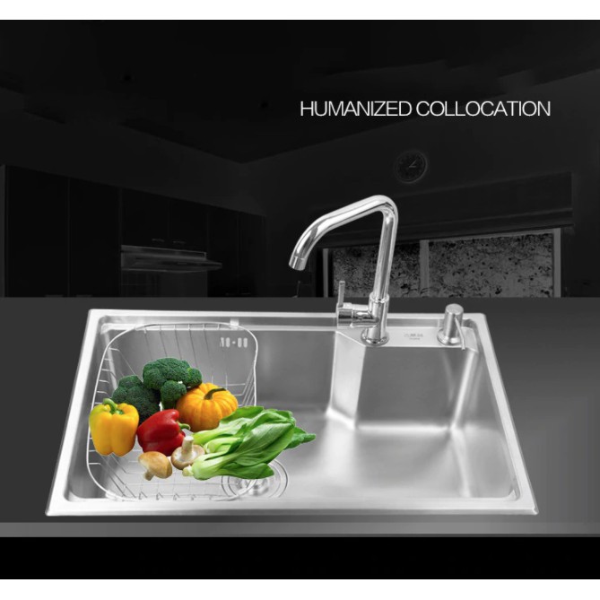 SG STOCK SUS304 Stainless Steel Kitchen Sink Single Bowel 1.2mm ...