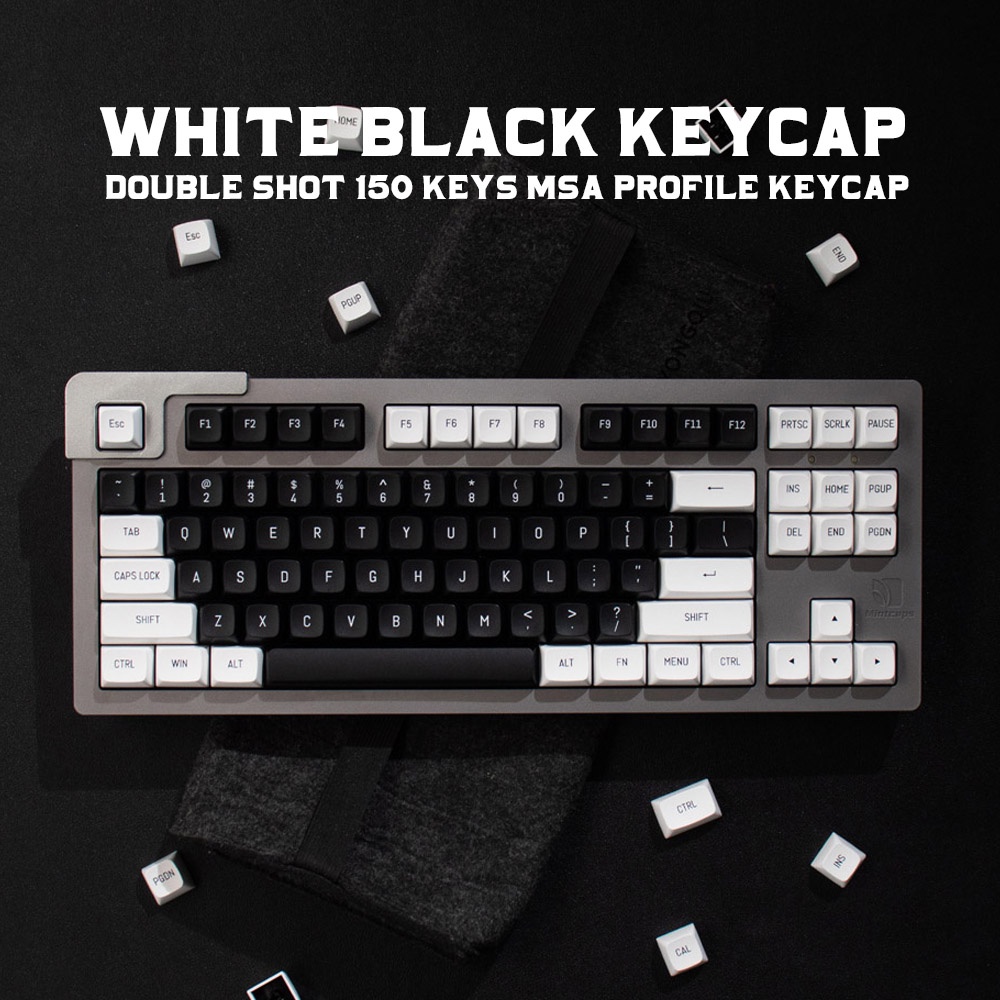 Double Shot 150 Keys MSA Profile Keycap White Black Keycaps ISO Enter ...