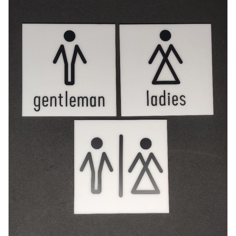 Toilet Sign Acrylic Sticking Stickers Figure Gentleman ladies restroom ...