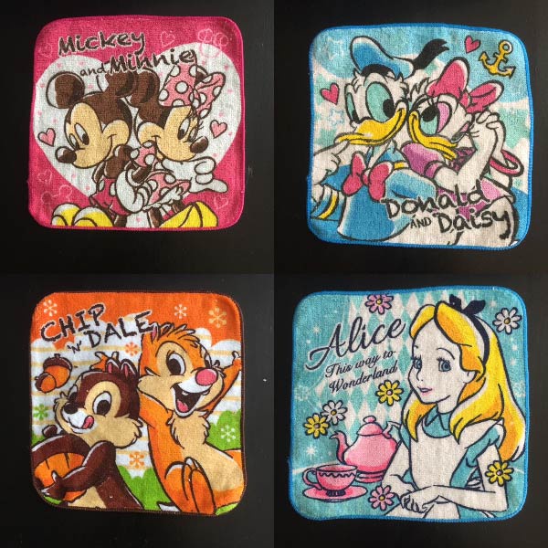 Cartoon Square Towel Handkerchief (18x18) Disney Mickey Minnie Donald ...
