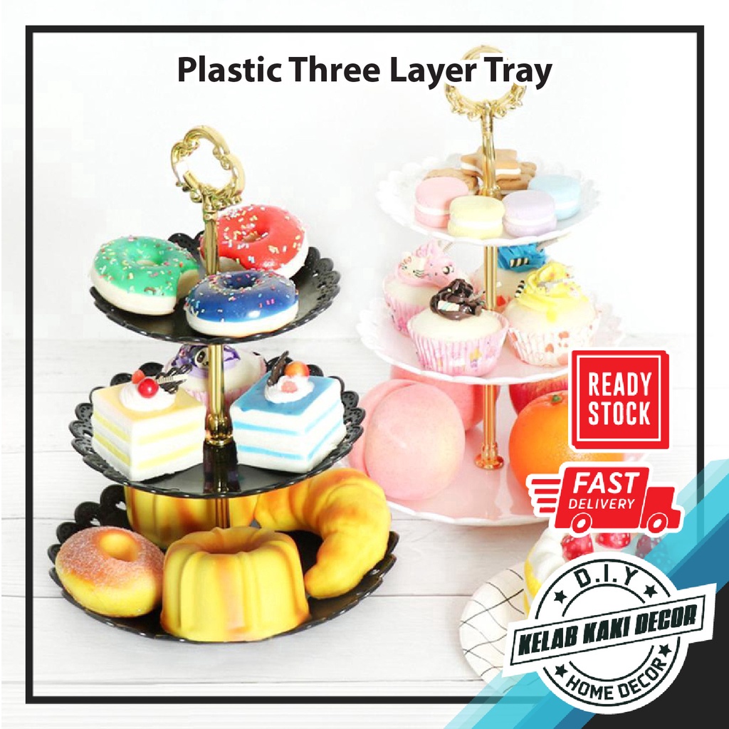 Plastic Three Layer Tray Serving Stand Dessert Plastic Fruit Tray ...