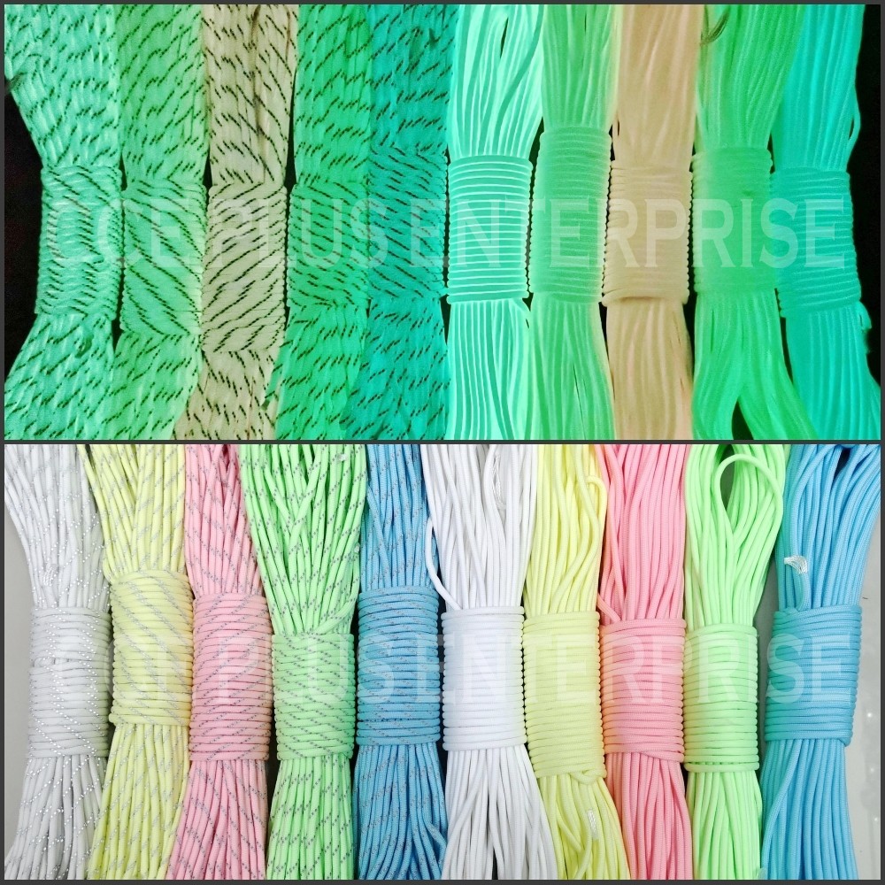 550lb Glow in the Dark Paracord 4mm Reflective Luminous Parachute Cord ...