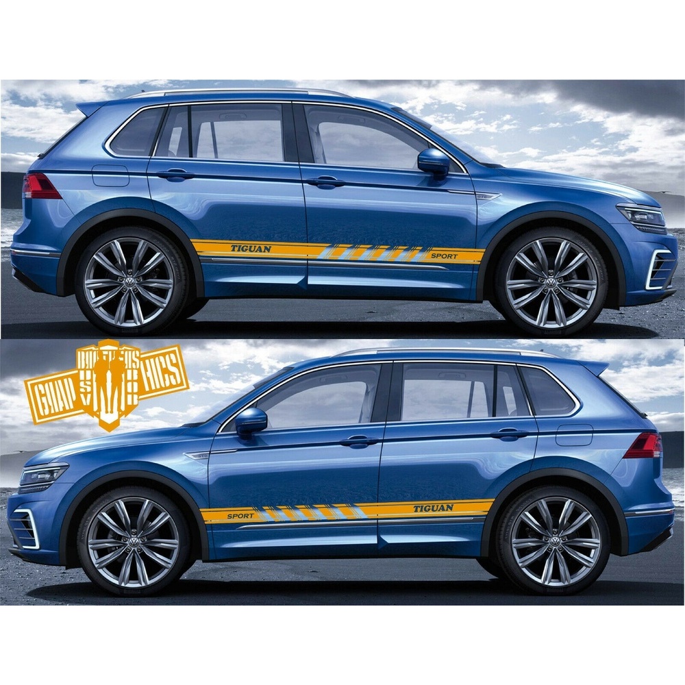 x2 Racing Stripes Graphics Decal Sticker for VW Tiguan | Shopee Singapore