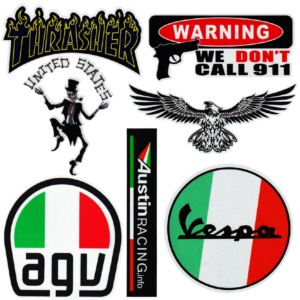 Austin-Racing THRASHER AGV Vespa Reflective Stickers Motorcycle Car ...
