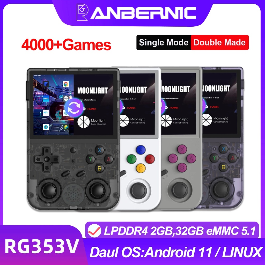 ANBERNIC RG353V RG353VS Retro Handheld Game Console 3.5 Inch IPS Multi-touch Screen LPDDR4 ...