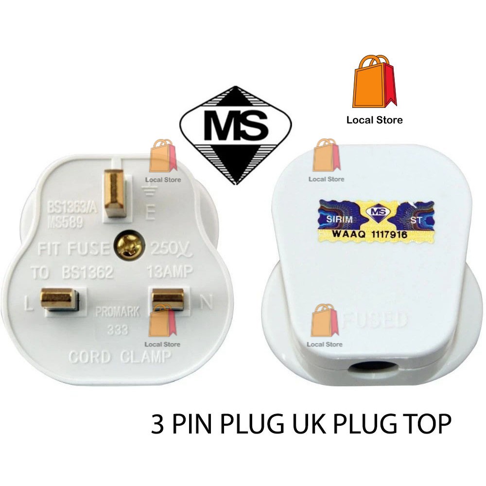[ 1 PCS ] 3 pin plug 13A 3 PIN PLUG TOP / APPROVED UK PLUG TOP / KEPALA ...