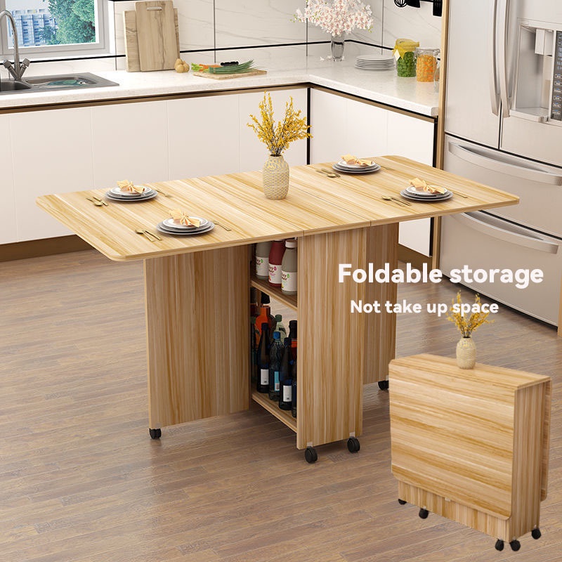 Foldable Dining Table Small Household Movable Pulley Telescopic ...