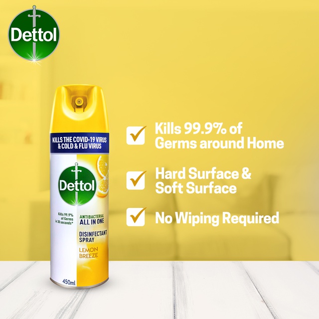 Dettol Disinfectant Spray Lemon (450ml) | Shopee Singapore