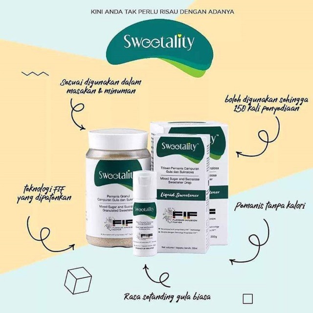 SWEETALITY LIQUID & GRANULATED SWEETENER ZERO CALORIE RENDAH CALORIE ...