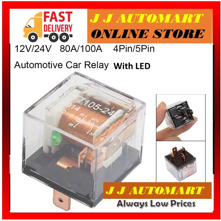 12V 80A 5 PIN Relay Transparent with LED (1PC) | Shopee Singapore