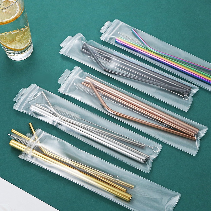Set Stainless Steel Straws Metal Drinking Straws Straight 5Pcs / Curve ...