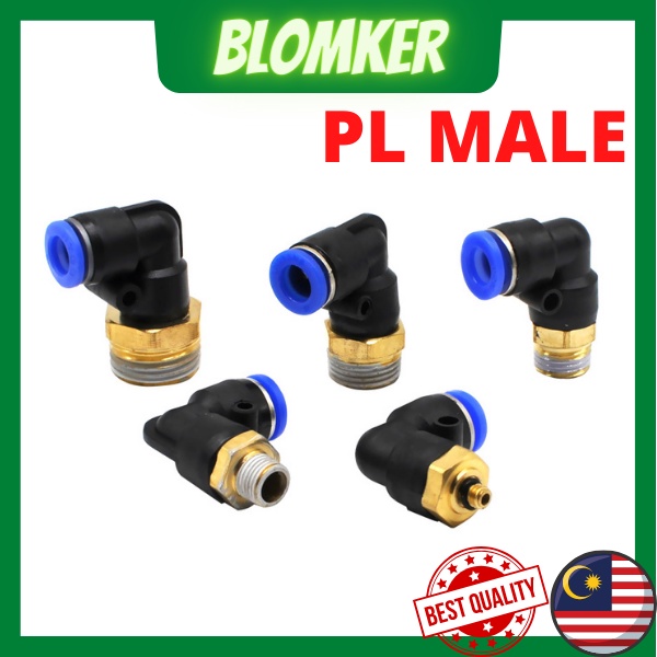PL Elbow Pneumatic Fitting 1/4 3/8 1/2 1/8 BSP Male Thread Air Quick ...