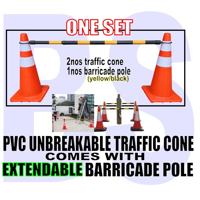 BANSOON Unbreakable 700mm Traffic Cone with Reflective comes with ...
