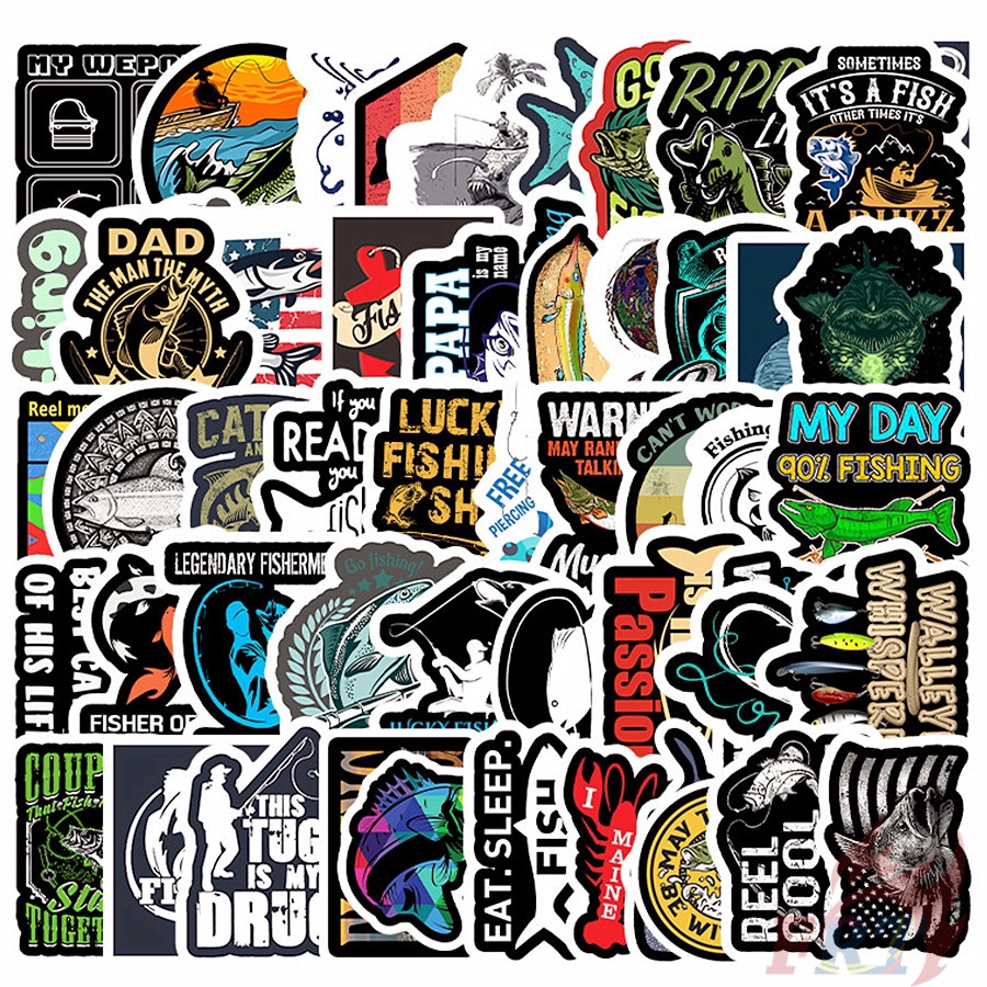 50Pcs/Set Outdoor Fishing Series 04 Stickers DIY Fashion Mixed Luggage ...