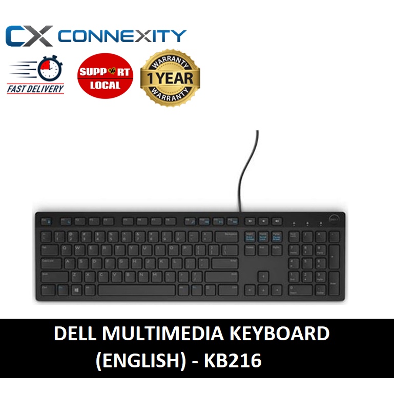 Dell MULTIMEDIA KEYBOARD (ENGLISH) - KB216 - BLACK Dell Keyboard Dell ...