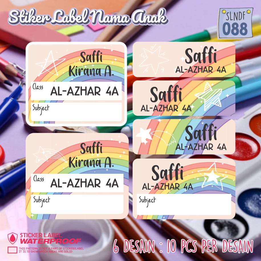Cute Motif Class Name Sticker Label/Name Label Sticker | Waterproof ...