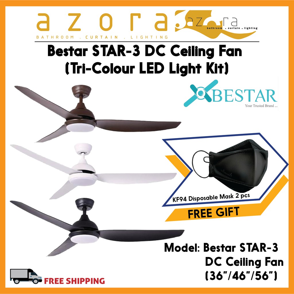 Bestar Star 3 DC Ceiling Fan with Light | Shopee Singapore