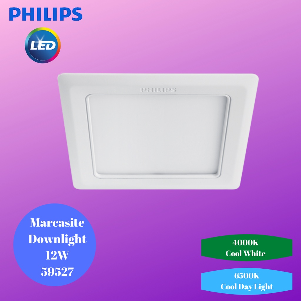Philips Marcasite 59527 Recessed Downlight 12W Square (Cool Daylight ...