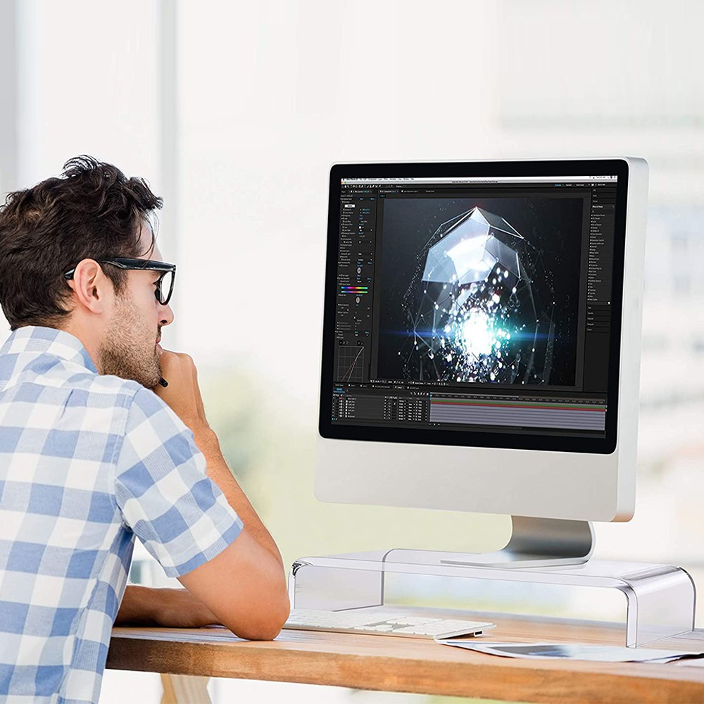 Acrylic Computer Monitor Laptop TV Stand Riser 12MM Thickness | Shopee ...