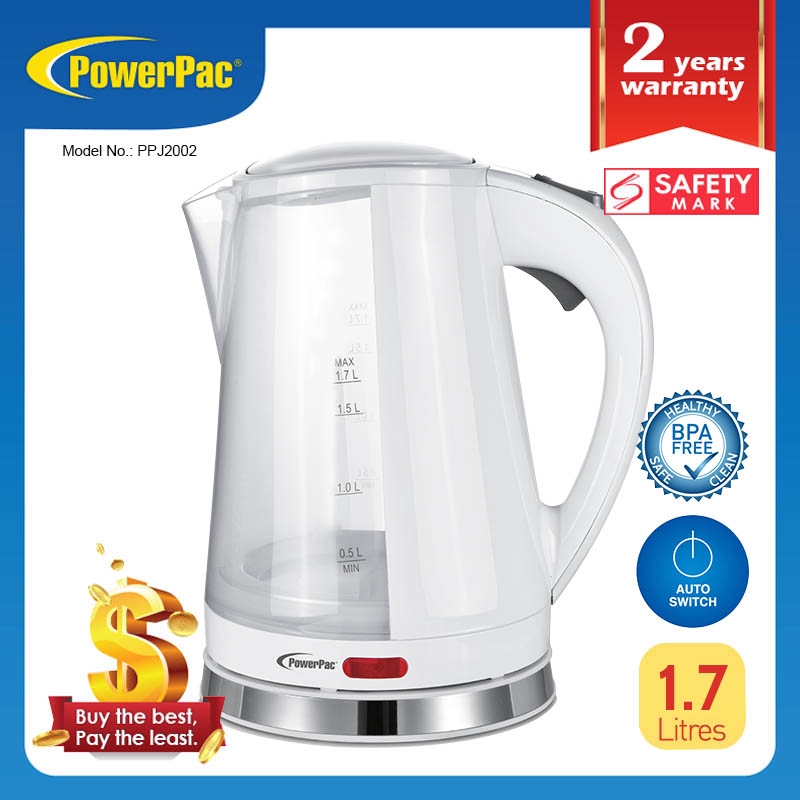 PowerPac Electric Kettle Jug, Cordless Jug 1.7L BPA FREE (PPJ2002 ...