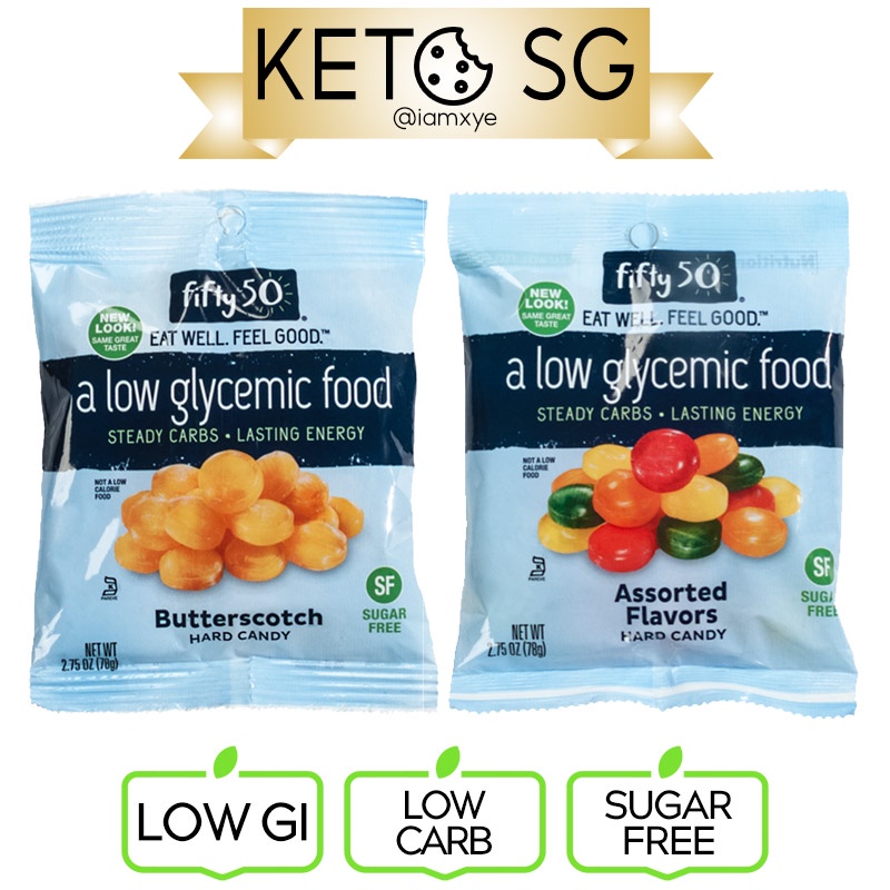 Fifty 50 Low Glycemic Hard Candy Butterscotch / Assorted Fruit Low GI ...
