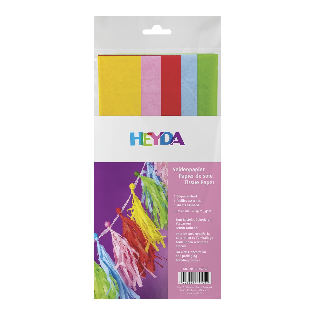 Heyda 203375705 Bleeding Tissue Paper 50cmx70cm 5col 5sht Assorted ...