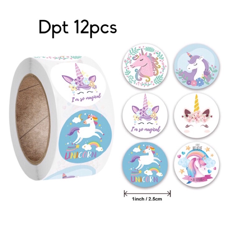 Unicorn Cartoon label Sticker | Shopee Singapore