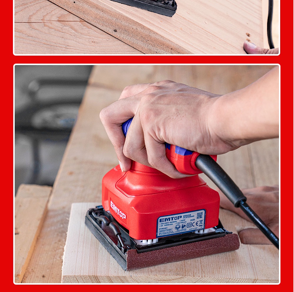 EMTOP 240W Electric Corded Palm Sander Detail Sanding Machine ...