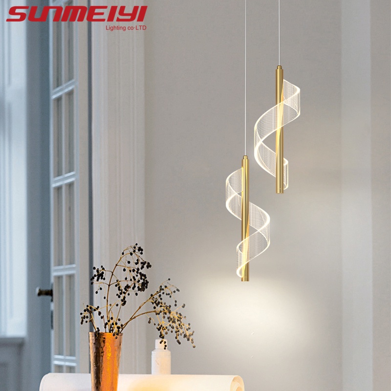 SUNMEIYI Creative LED Chandelier Lighting Duplex Rotating Staircase ...