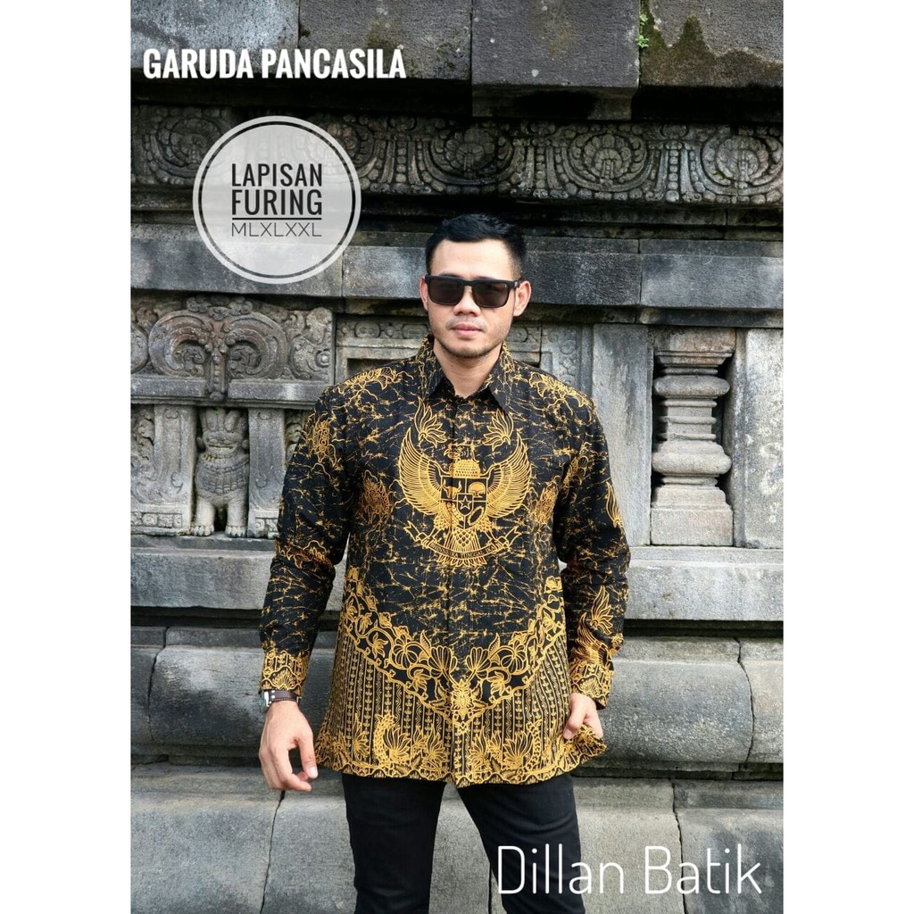 KEMEJA Garuda Pancasila Men's Long Batik Shirt with Full Lining by ...