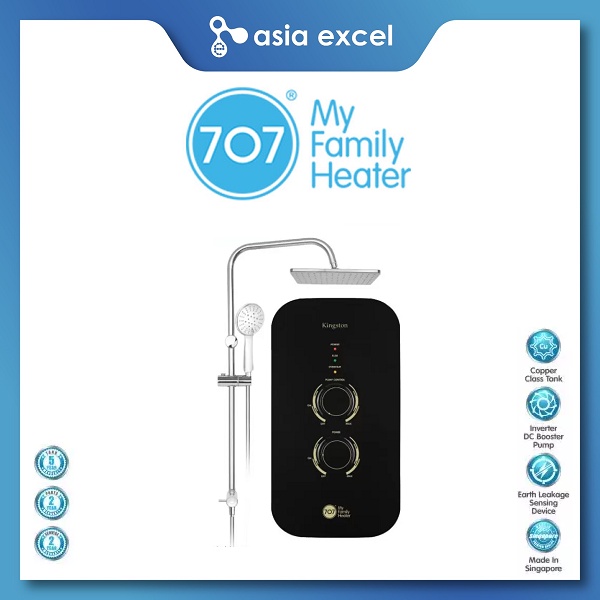 707 KINGSTON BLACK/WHITE INSTANT HEATER WITH RAINSHOWER SET AND DC ...