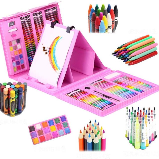 ♥ Fast shipping ♥ Coloring set 208pcs mix type 儿童颜色彩色笔画工具 set warna ...