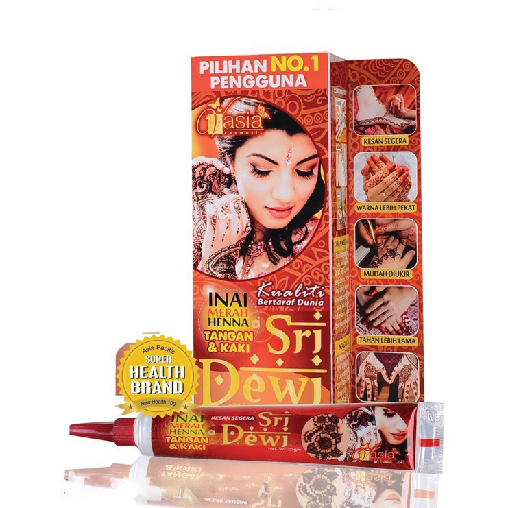 Vasia Sri Dewi Inai Red Henna Hands; Legs - Ready Stock | Shopee Singapore