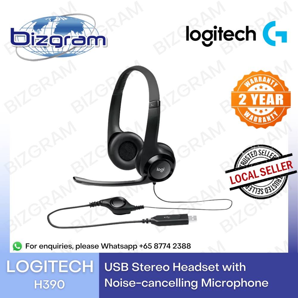 Logitech H390 USB Stereo Headset with Noise-cancelling microphone 2 ...