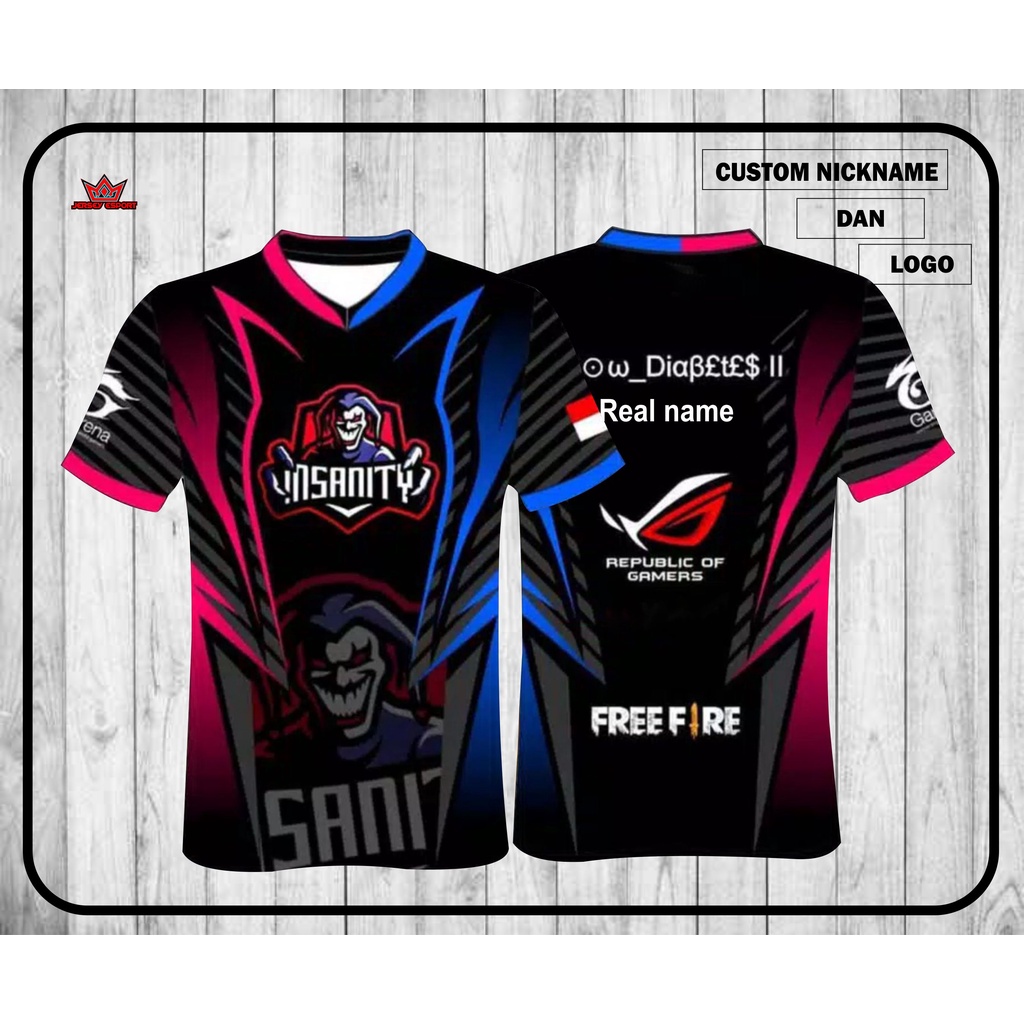 Free FIRE GAMING Clothes/ESPORT game JERSEY/game t-shirt/Can CUSTOM ...