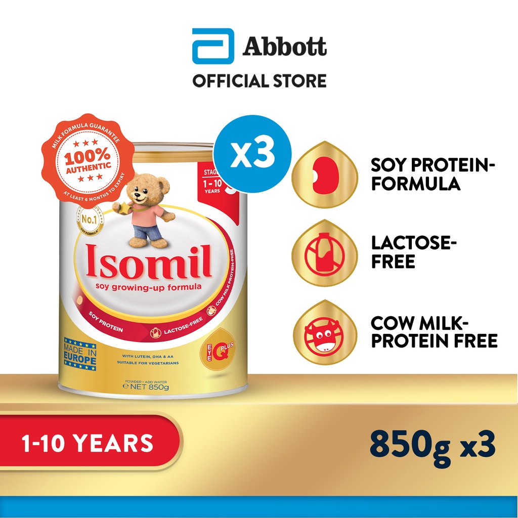 [Bundle of 3] Isomil® Stage 3 Soy Growing-Up Formula 850g (1-10 years ...