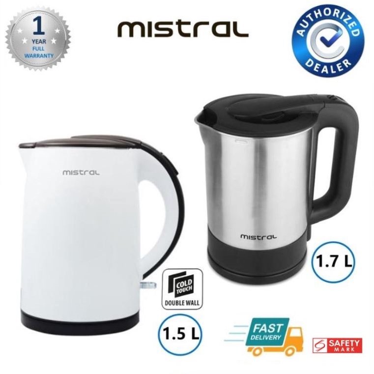 Mistral 1.5L Double Wall/1.7 L Stainless Steel Electric Jug Kettle ...