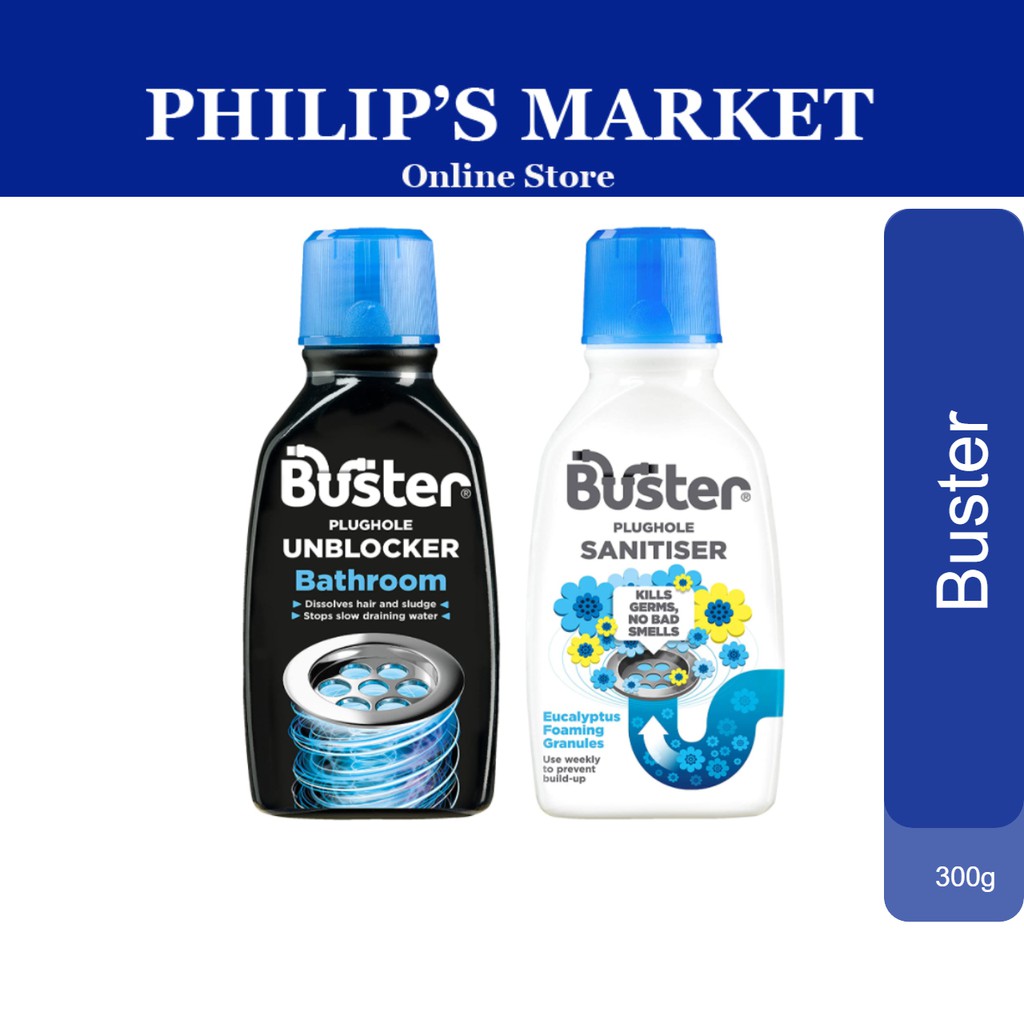 Buster Bathroom Plughole Drain Unblocker / Buster Eucalyptus Granules ...