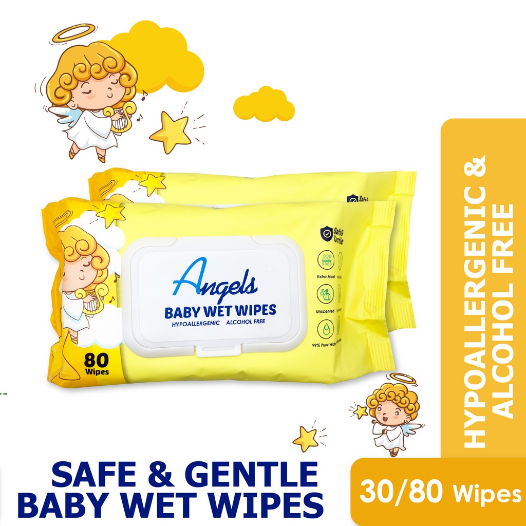 ANGELS Baby Wet Wipes Carton Sale - 30 / 80 Wipes Pack - Safe & Gentle ...