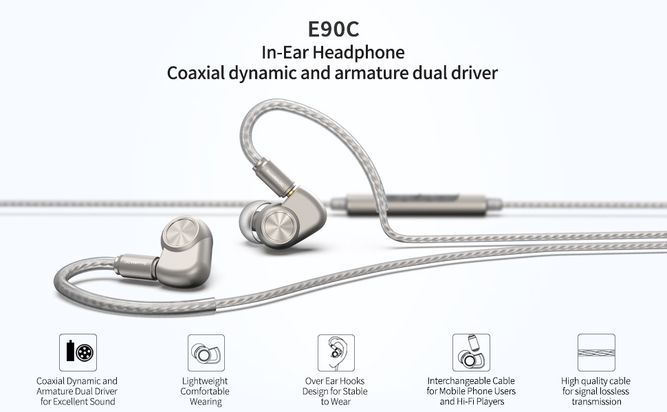SoundMAGIC E90C Wired Earphones with Microphone Coaxial Dual Driver in ...
