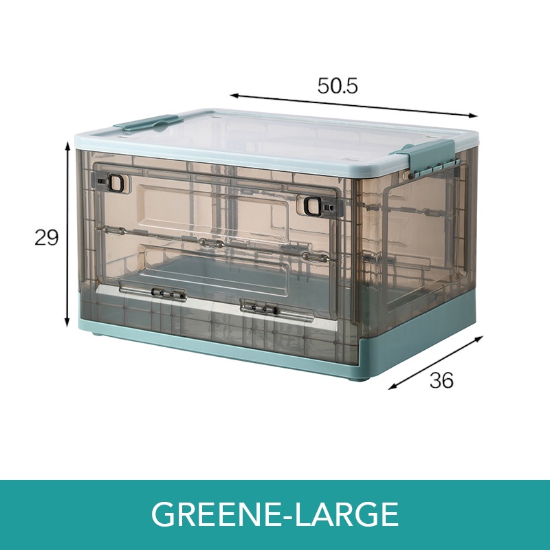 Storage Organizer Box Bin - Collapsible Green Container Box with Two ...