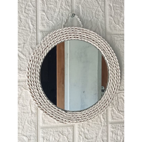 Aesthetic Glass Mirror Wall Decoration Hanging Round Mirror | Shopee ...