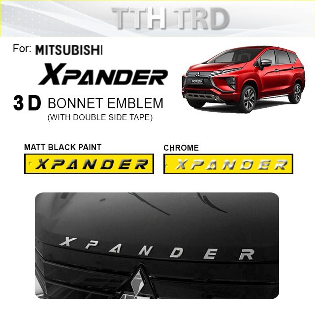 Mitsubishi Xpander 3D Wording Emblem Logo (Chrome / Matte Black) with ...