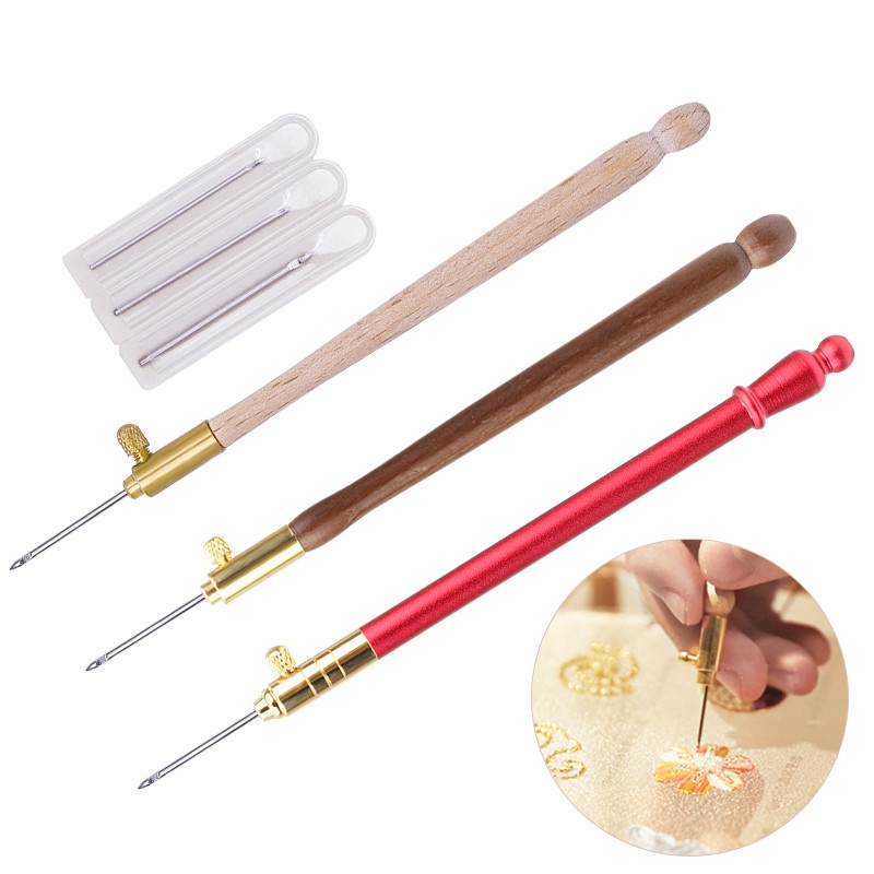 Embroidery Punch Needle with 3 Needles Punch Pen Embroidery Cross ...