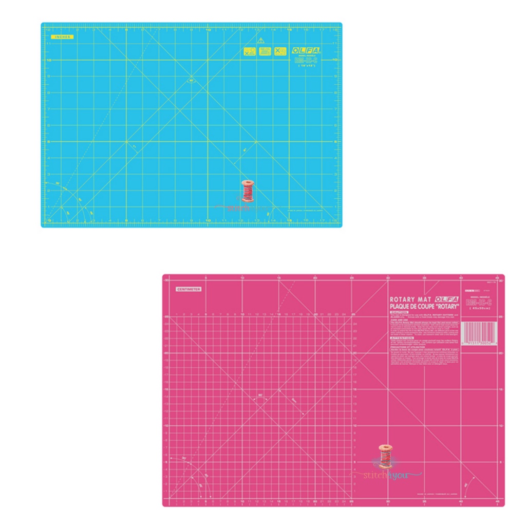 Olfa A3(Aqua/Pink) 45x30cm Double-Sided, Self-Healing Rotary Cutting Mat, RM-IC-C/AQA, RM-IC-C ...
