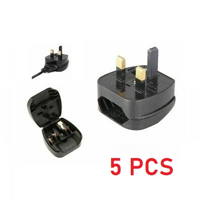 2 PIN to 3 PIN Plug Converter 5A Fused BLACK Adapter BS1363-5 (5 PCS ...