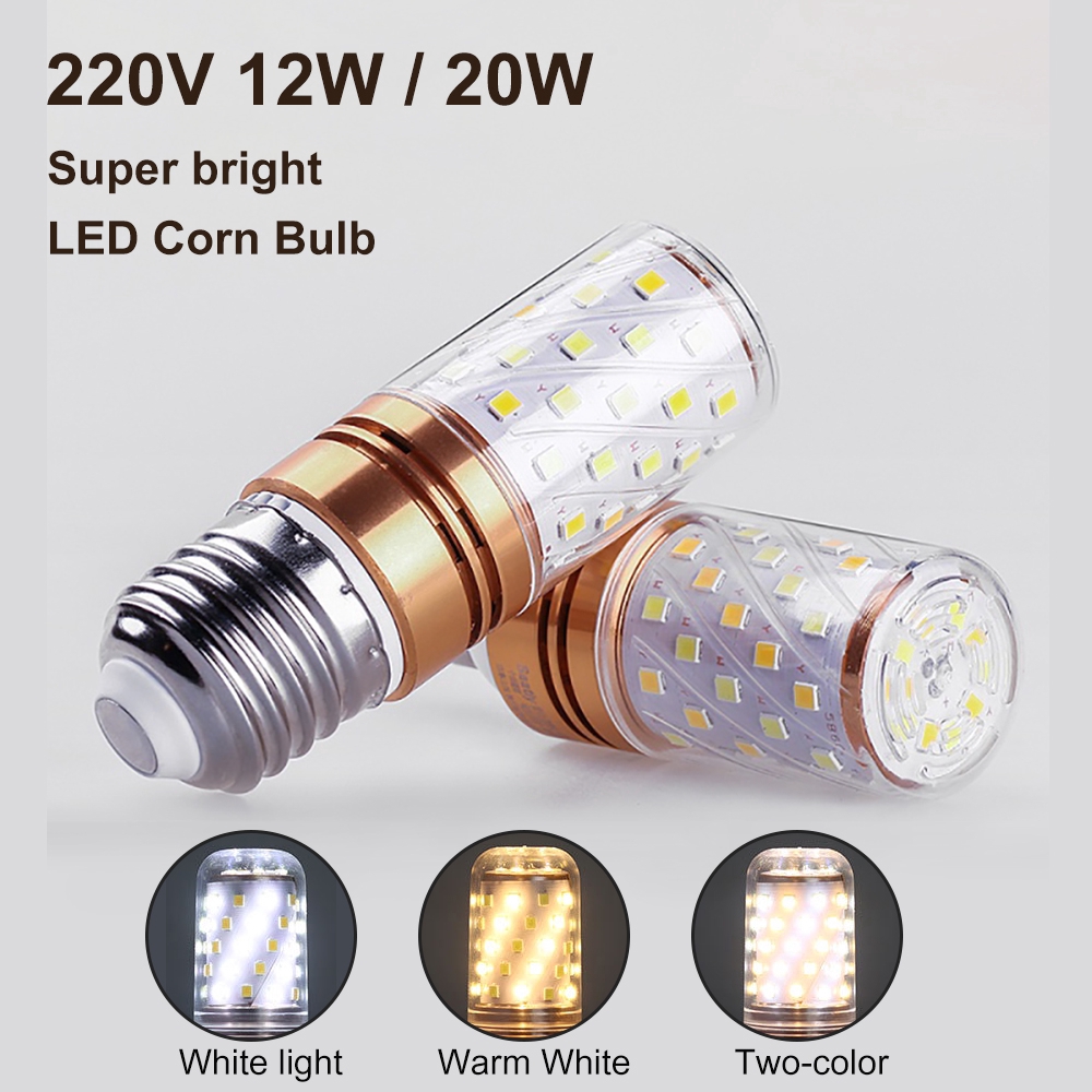 LED Light Bulb E27 E14 LED Corn Bulbs Tricolor Lamp Light Energy Saving Incandescent Real 12W ...