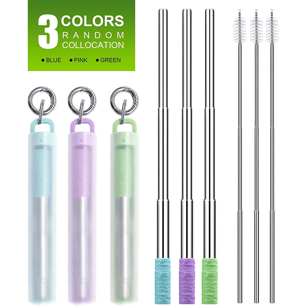 Portable Foldable Metal Straw for Travel , Reusable Pocket Straw with ...