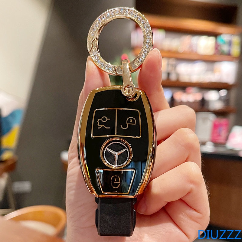 Electroplate TPU Car Key Case Cover Shell Keychain Fob For Mercedes ...