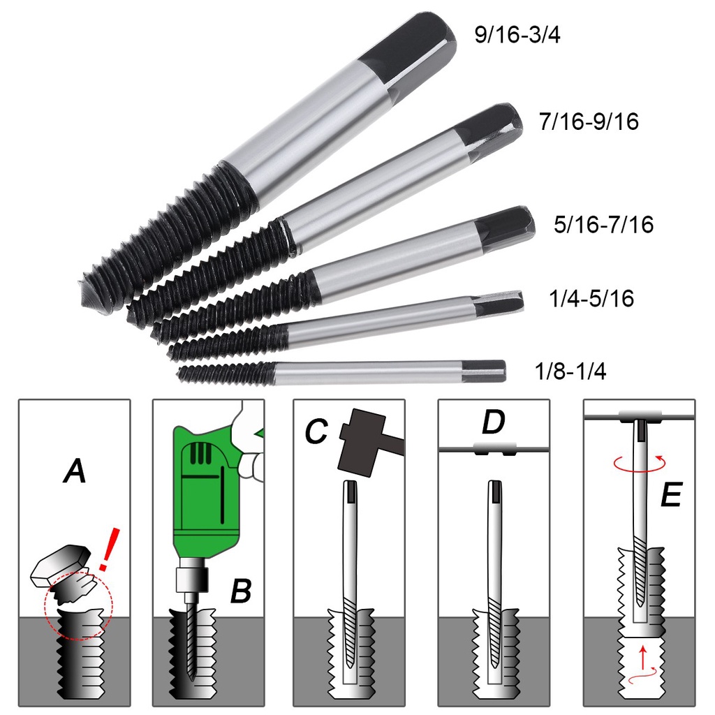5PCS Screw Extractor Easy Out Set Drill Bits Bolt Remover | Shopee ...